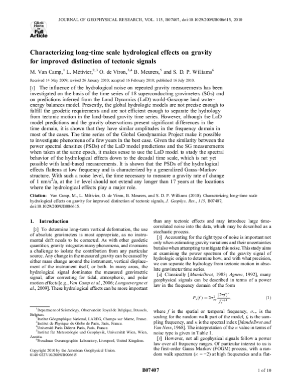 (PDF) Characterizing long-time scale hydrological effects on gravity ...