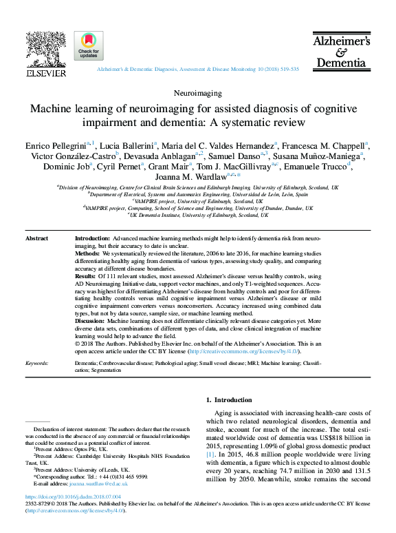 (PDF) Machine learning of neuroimaging for assisted diagnosis of ...