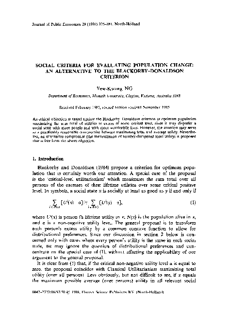 (PDF) Evaluating Population Change: A New Criterion