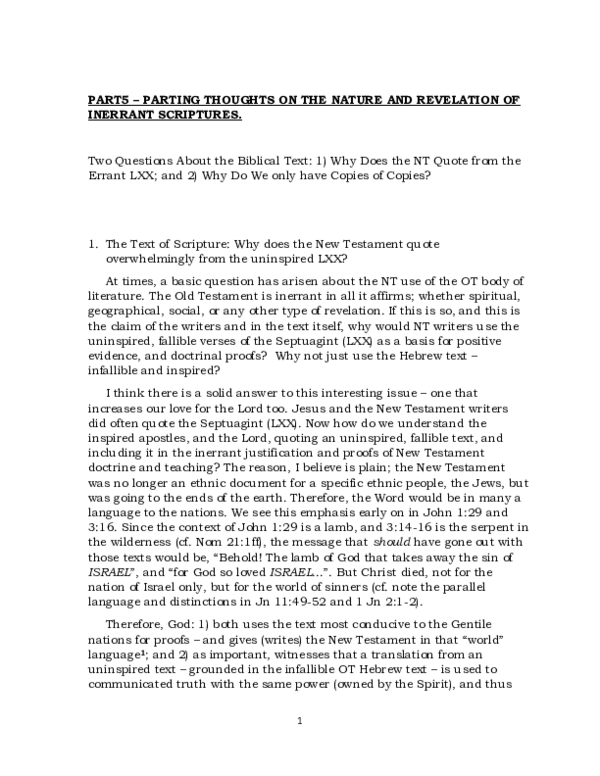 (PDF) Bible Difficulties. Why does the NT quote the Errant LXX Rather ...