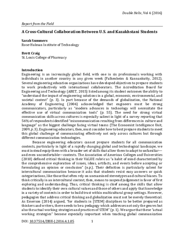 (PDF) A Cross-Cultural Collaboration Between U.S. and Kazakhstani Students