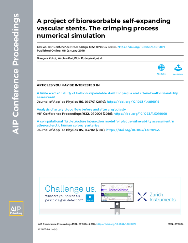 (PDF) A project of bioresorbable self-expanding vascular stents. The ...