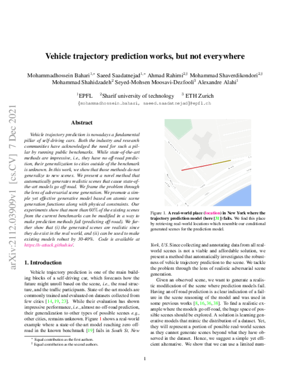 (PDF) Vehicle trajectory prediction works, but not everywhere