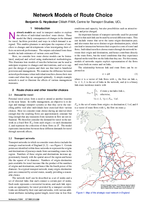 (PDF) Network models of route choice (PDF) Network models of route choice