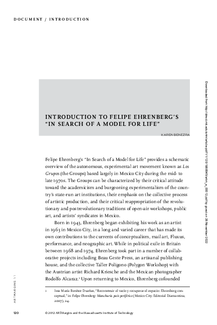 (PDF) Introduction to Felipe Ehrenberg's “In Search of a Model for Life ...