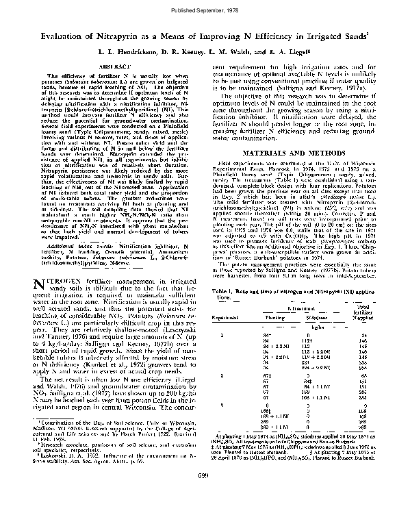 (PDF) Evaluation of Nitrapyrin as a Means of Improving N Efficiency in ...