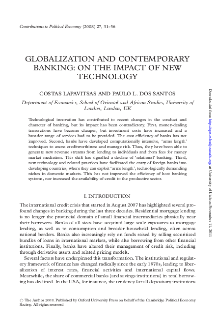 (PDF) Globalization and Contemporary Banking: On the Impact of New ...