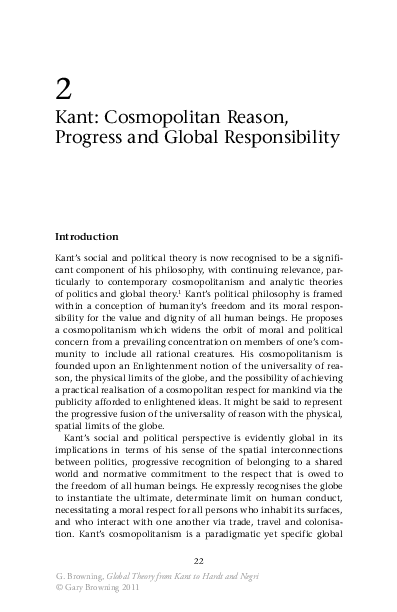 (PDF) Kant: Cosmopolitan Reason, Progress and Global Responsibility