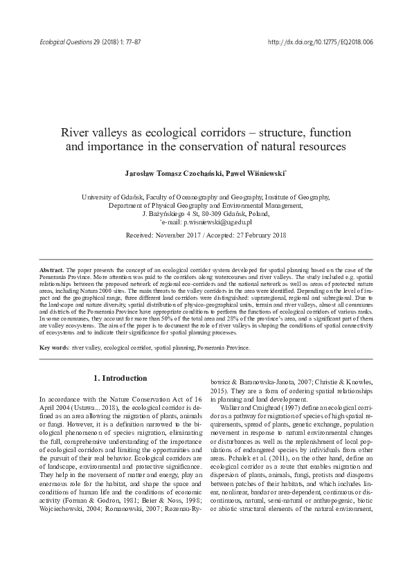 (PDF) River valleys as ecological corridors – structure, function and ...