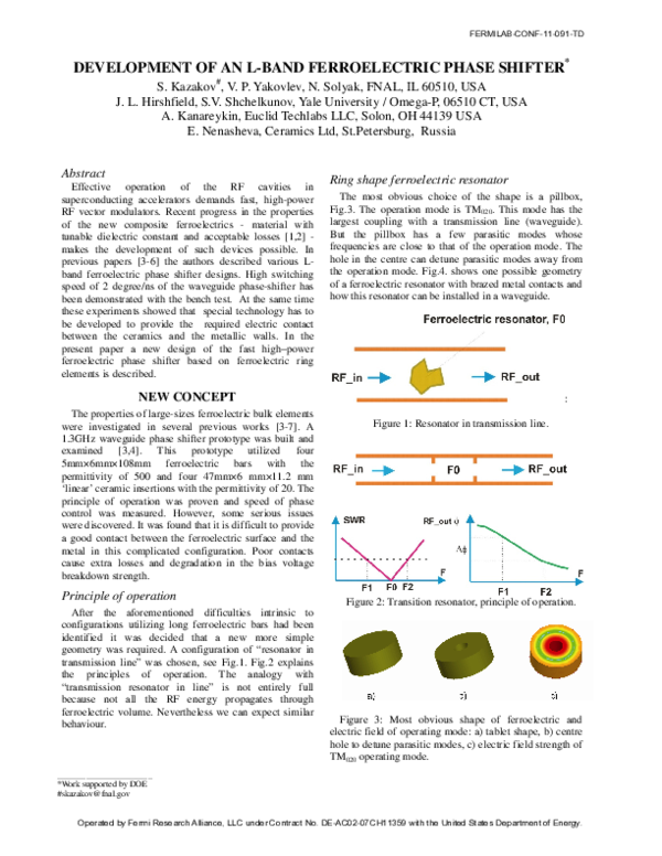 (PDF) Development of an L-Band Ferroelectric Phase Shifter
