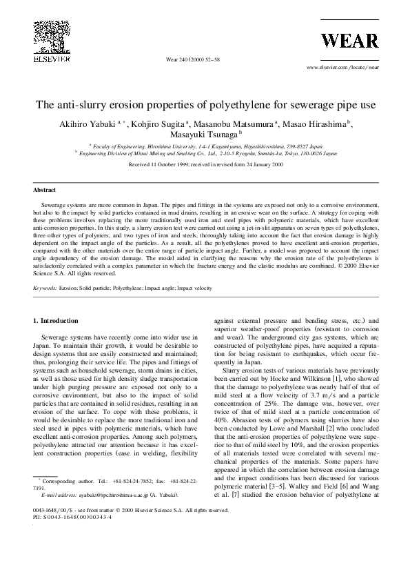 (PDF) The anti-slurry erosion properties of polyethylene for sewerage ...