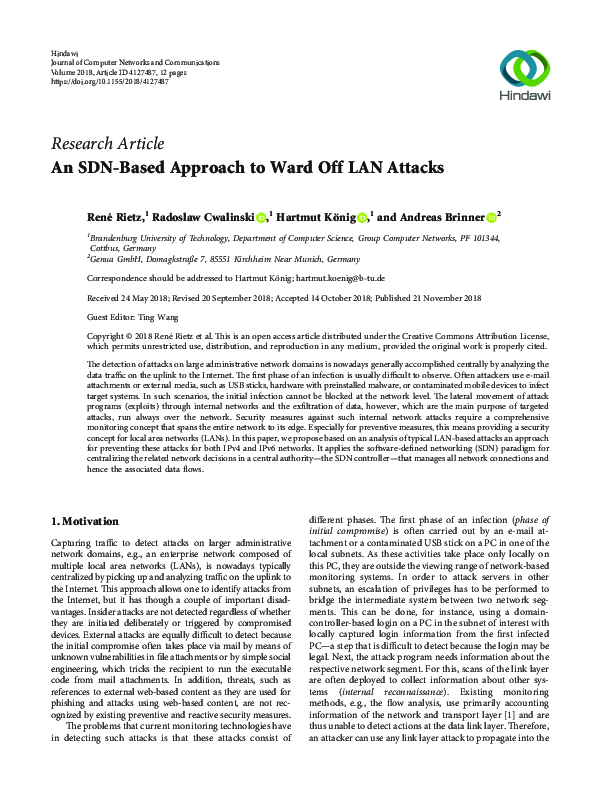 (PDF) An SDN-Based Approach to Ward Off LAN Attacks