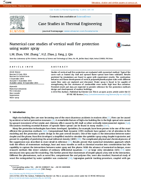 (PDF) Numerical case studies of vertical wall fire protection using ...