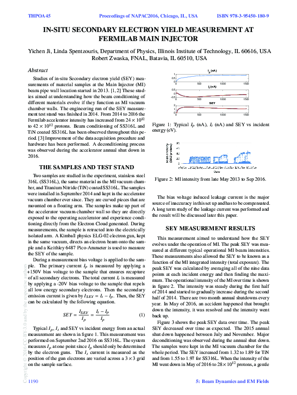 (PDF) Update of the SEY Measurement at Fermilab Main Injector