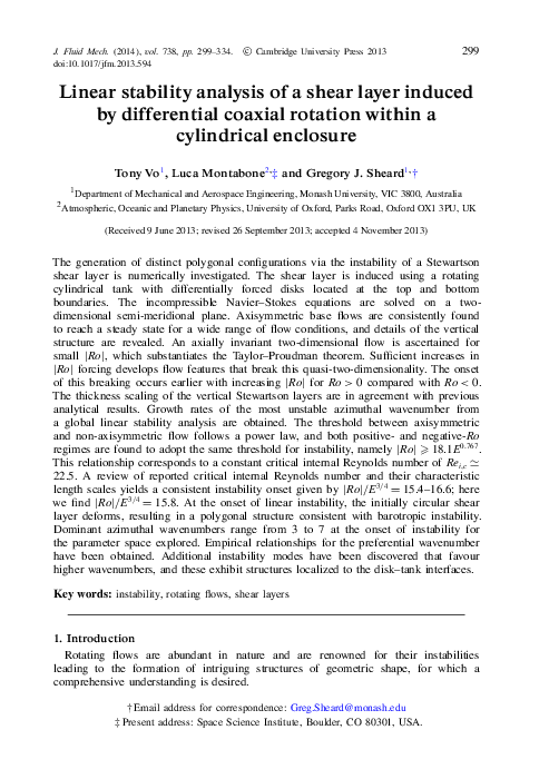 (PDF) Linear stability analysis of a shear layer induced by ...