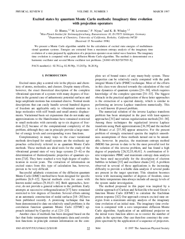 (PDF) Excited states by quantum Monte Carlo methods: Imaginary time ...