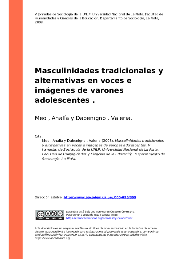 (PDF) Masculinidades tradicionales y alternativas a partir de las voces ...