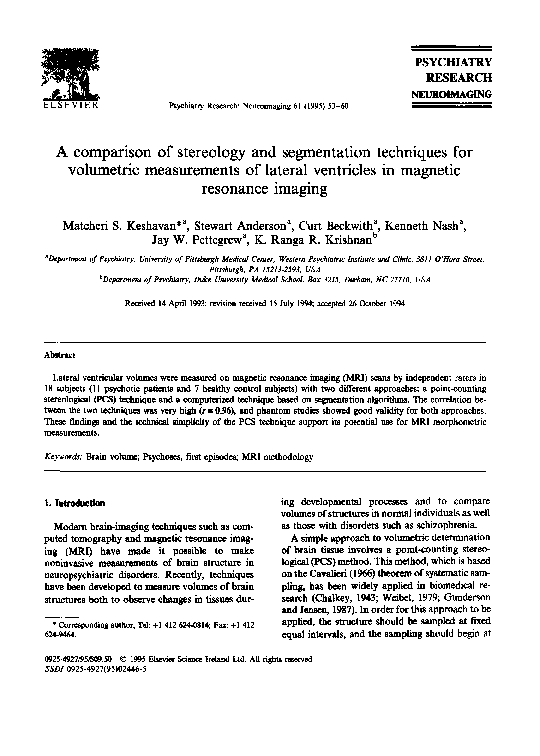 (PDF) A comparison of stereology and segmentation techniques for ...