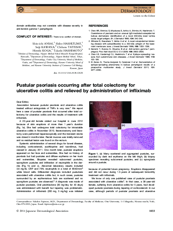 (PDF) Pustular psoriasis occurring after total colectomy for ulcerative ...