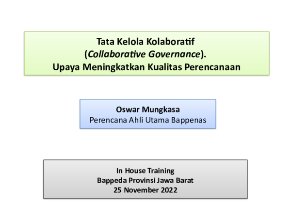 (PPT) TAYANGAN. Tata Kelola Kolaboratif (Collaborative Governance ...