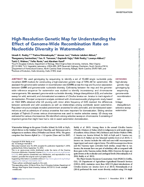 (PDF) High-Resolution Genetic Map for Understanding the Effect of ...