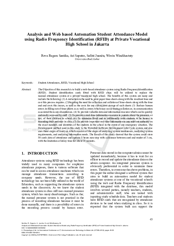 (PDF) Analysis and Web based Automation Student Attendance Model using Radio Frequency ...