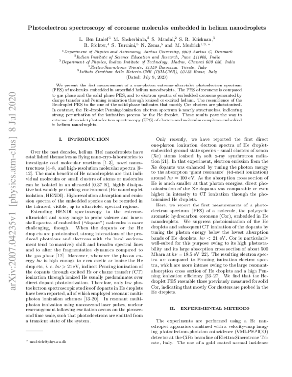 (PDF) Photoelectron Spectroscopy of Coronene Molecules Embedded in ...