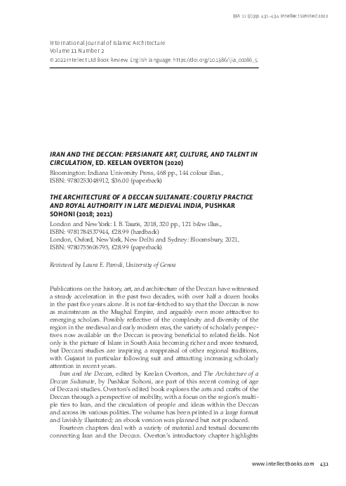 (PDF) Book: Pushkar Sohoni, Architecture of a Deccan Sultanate: Courtly ...