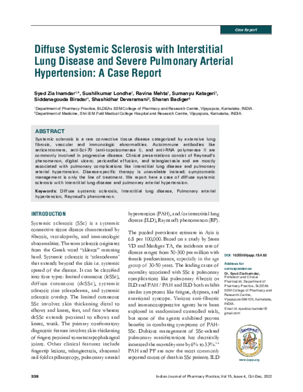 (PDF) Diffuse Systemic Sclerosis with Interstitial Lung Disease and ...