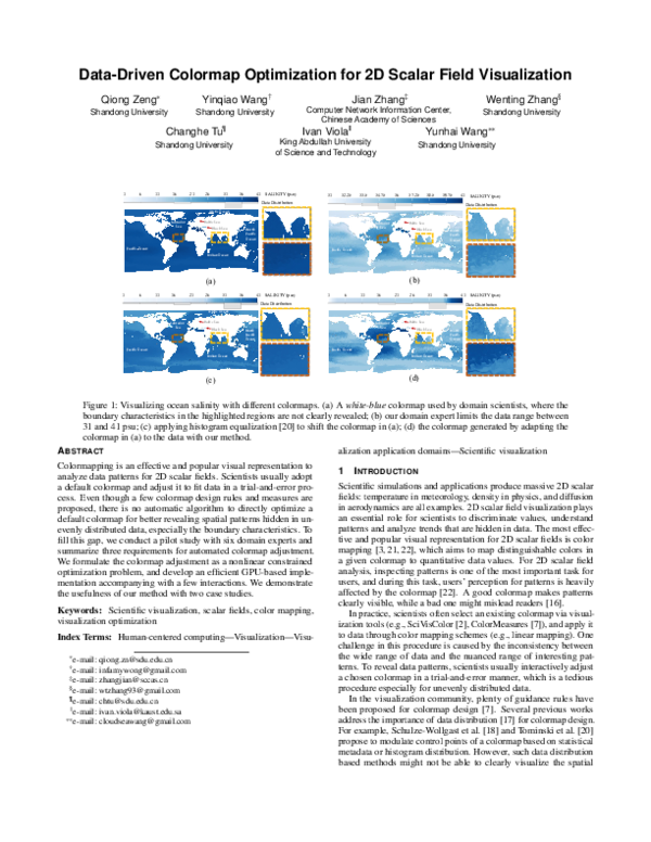 (PDF) Data-Driven Colormap Optimization for 2D Scalar Field Visualization | Qiong Zeng ...