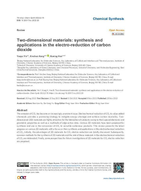 (PDF) Two-dimensional materials: synthesis and applications in the ...