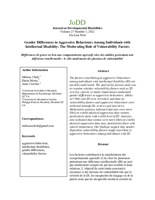 (PDF) Gender Differences in Aggressive Behaviours Among Individuals ...