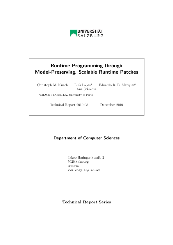 Pdf Runtime Programming Through Model Preserving Scalable Runtime