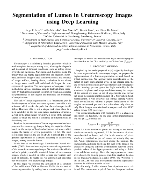 (PDF) Segmentation of Lumen in Ureteroscopy Images using Deep Learning (PDF) Segmentation of Lumen in Ureteroscopy Images using Deep Learning