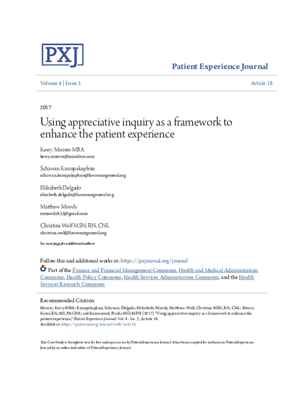 (PDF) Using appreciative inquiry as a framework to enhance the patient ...