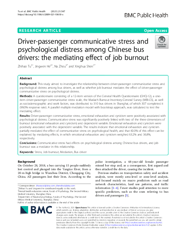 (PDF) Driver-passenger communicative stress and psychological distress ...