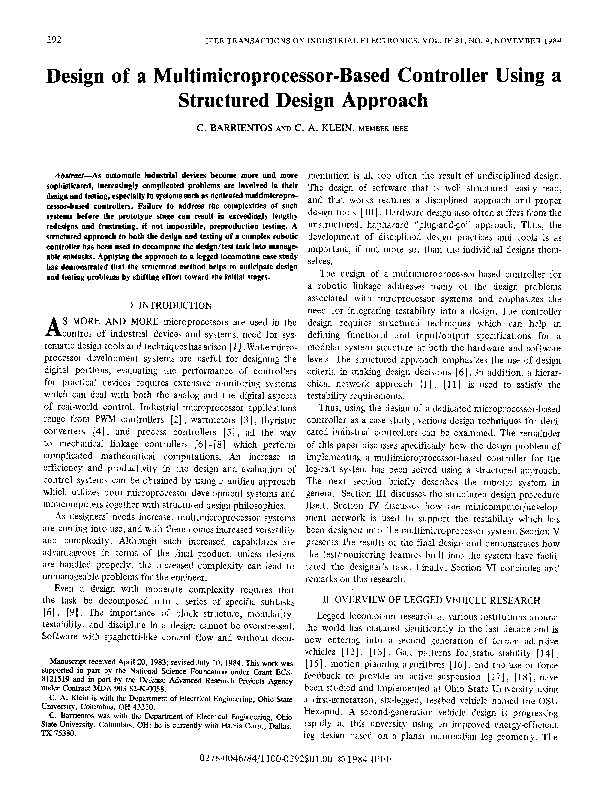 (PDF) Design of a Multimicroprocessor-Based Controller Using a Structured Design Approach