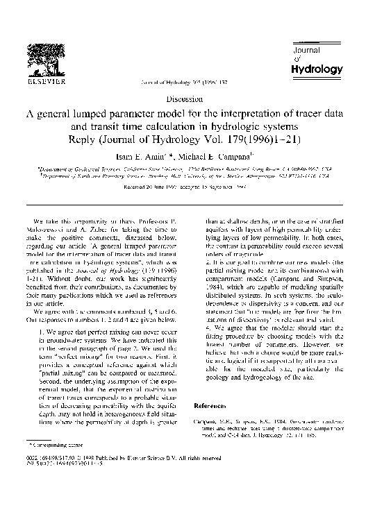 (PDF) A general lumped parameter model for the interpretation of tracer ...