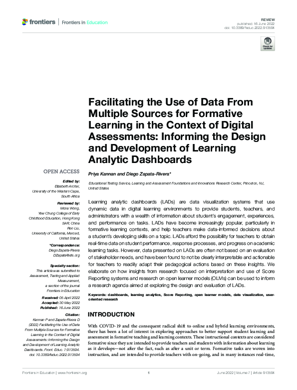 (PDF) Facilitating the Use of Data From Multiple Sources for Formative ...