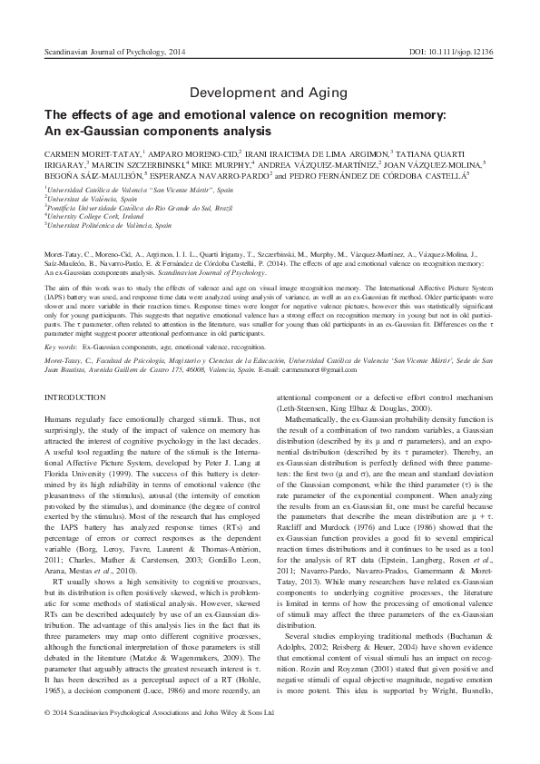 (PDF) The effects of age and emotional valence on recognition memory ...