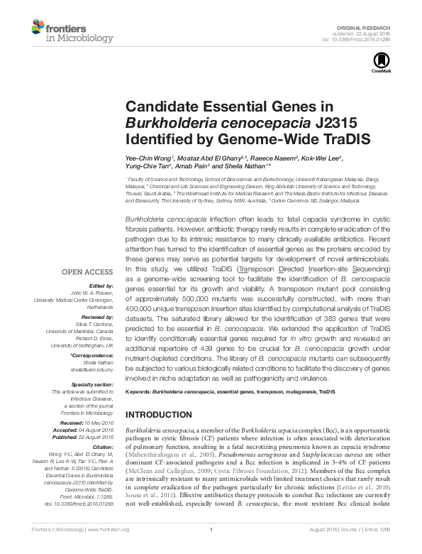 (PDF) Candidate Essential Genes in Burkholderia cenocepacia J2315 ...