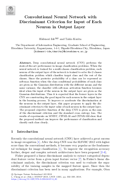 (PDF) Convolutional Neural Network with Discriminant Criterion for Input of Each Neuron in ...