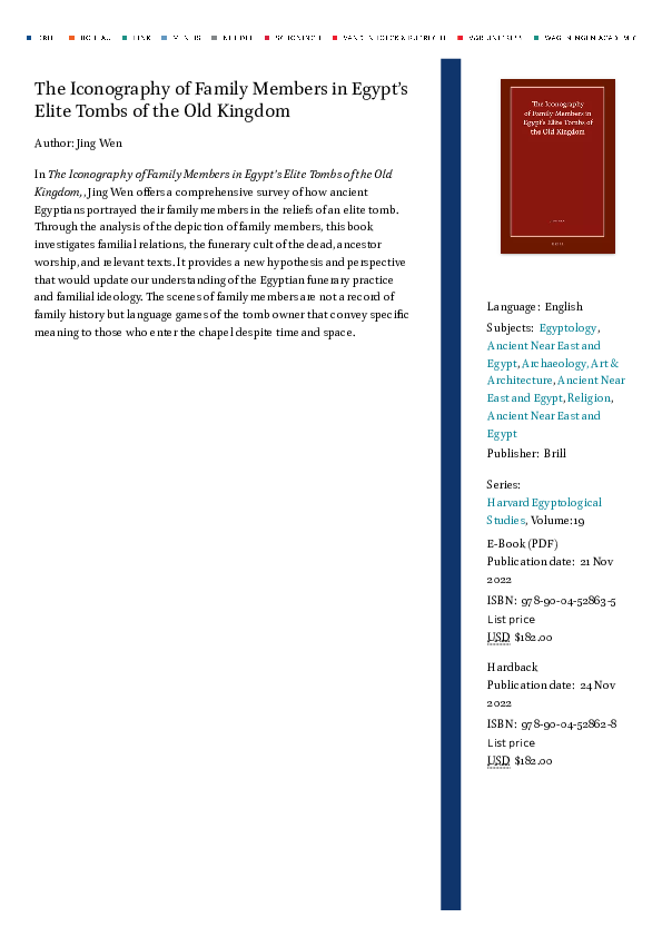 (PDF) The Iconography of Family Members in Egypt's Elite Tombs of the ...