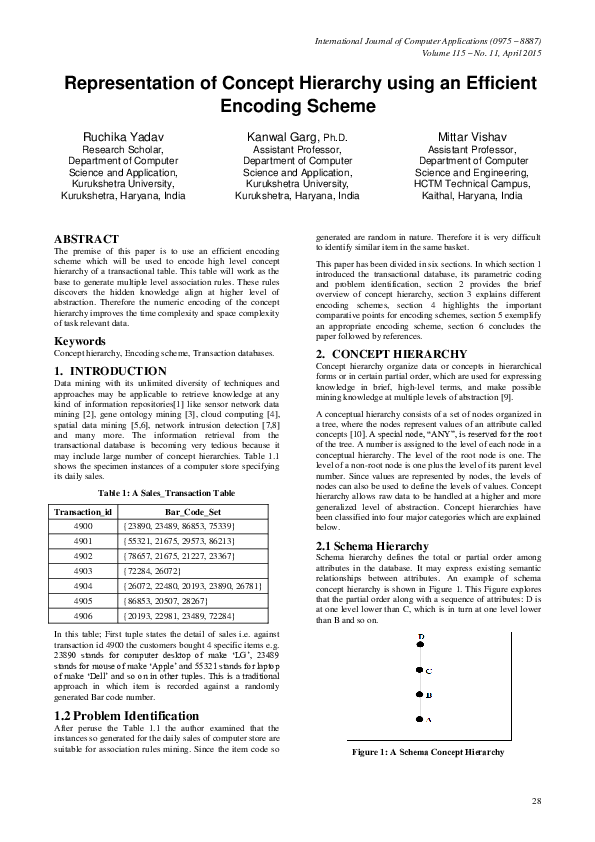 Pdf Representation Of Concept Hierarchy Using An Efficient Encoding Scheme 2462