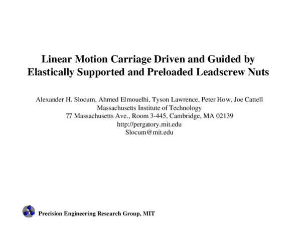 (PDF) Linear Motion Carriage Driven and Guided by Elastically Supported ...