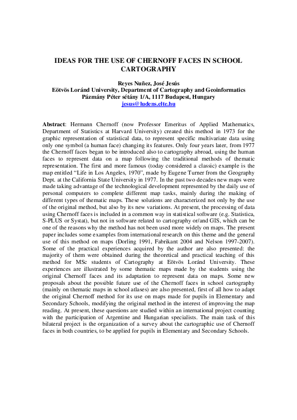(PDF) Ideas for the use of Chernoff faces in school cartography