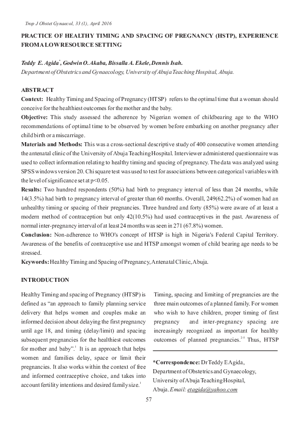 (PDF) Practice of healthy timing and spacing of pregnancy (HSTP ...