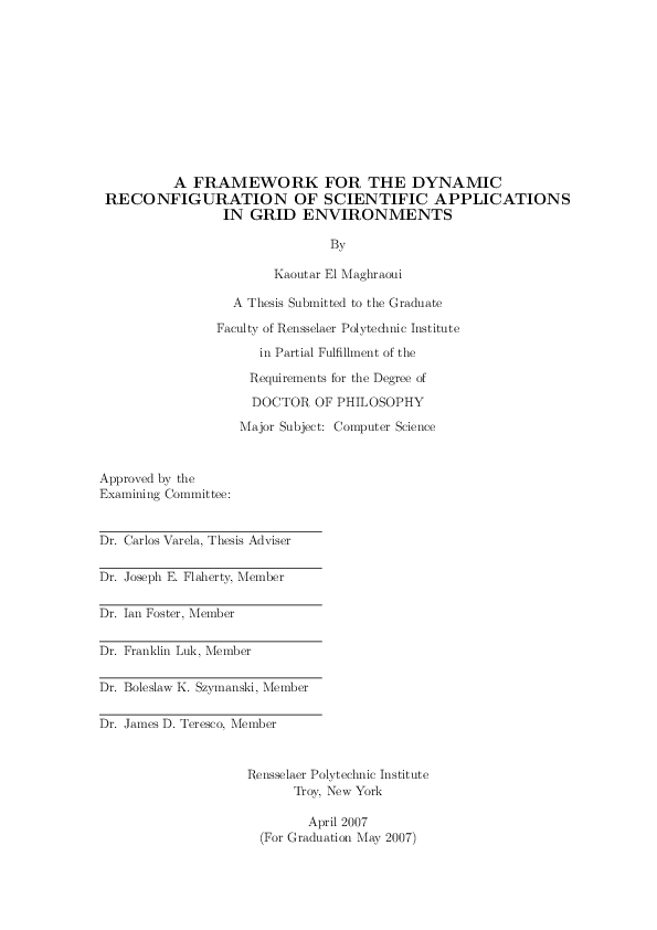 Pdf A Framework For The Dynamic Reconfiguration Of Scientific Applications In Grid