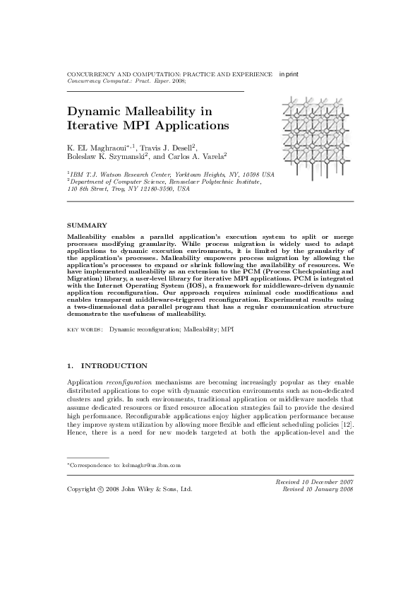 Pdf Dynamic Malleability In Iterative Mpi Applications