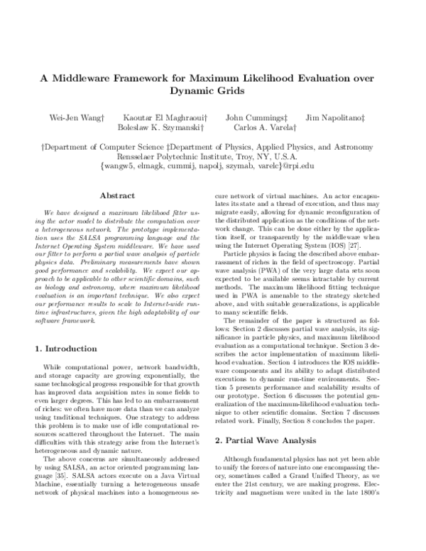 Pdf A Middleware Framework For Maximum Likelihood Evaluation Over Dynamic Grids